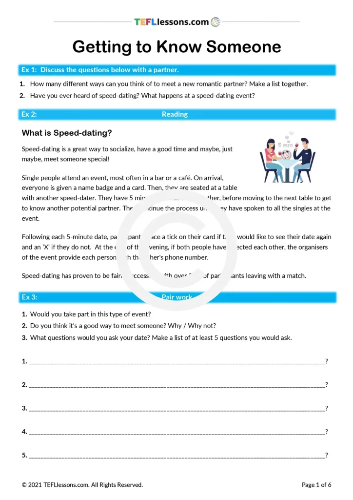 Language for Getting to Know People - TEFL Lessons - tefllessons.com ...