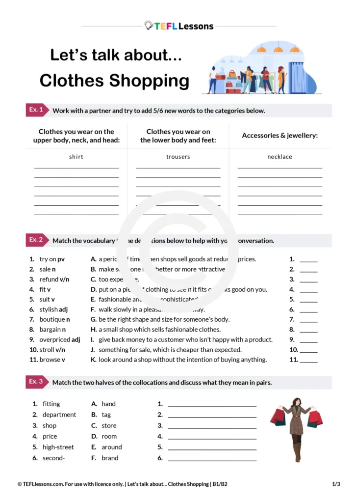 ESL Questions About Shopping – Discussion & Vocabulary Lesson - TEFL ...