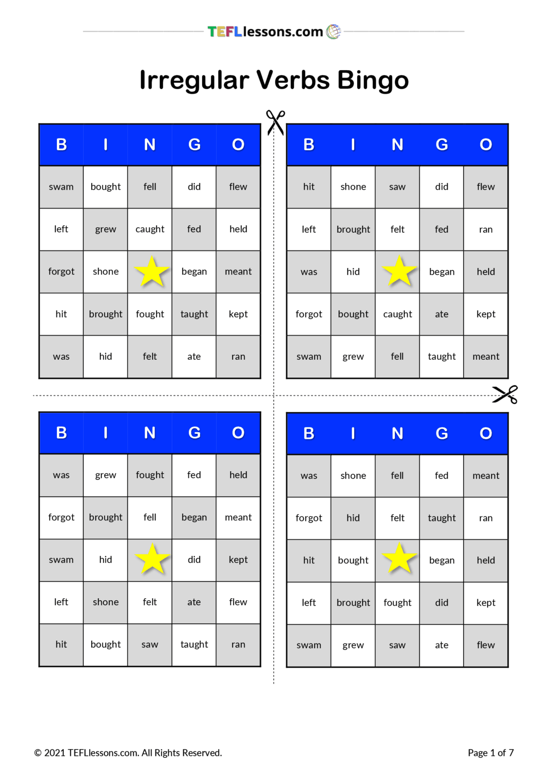 Past Simple Tense Chart - TEFL Lessons - tefllessons.com - Free ESL ...