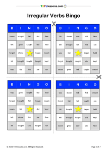 Irregular Verbs Bingo - TEFL Lessons | ESL worksheets and games