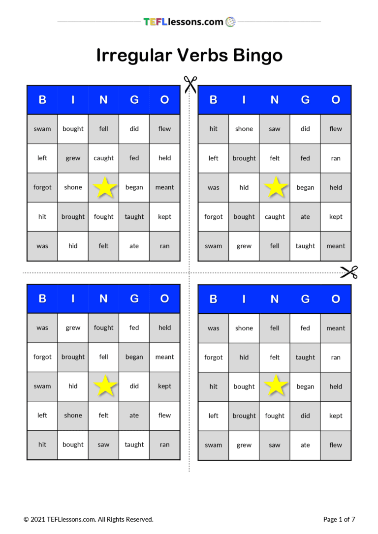 Past Simple Tense Chart - TEFL Lessons - tefllessons.com - Free ESL ...
