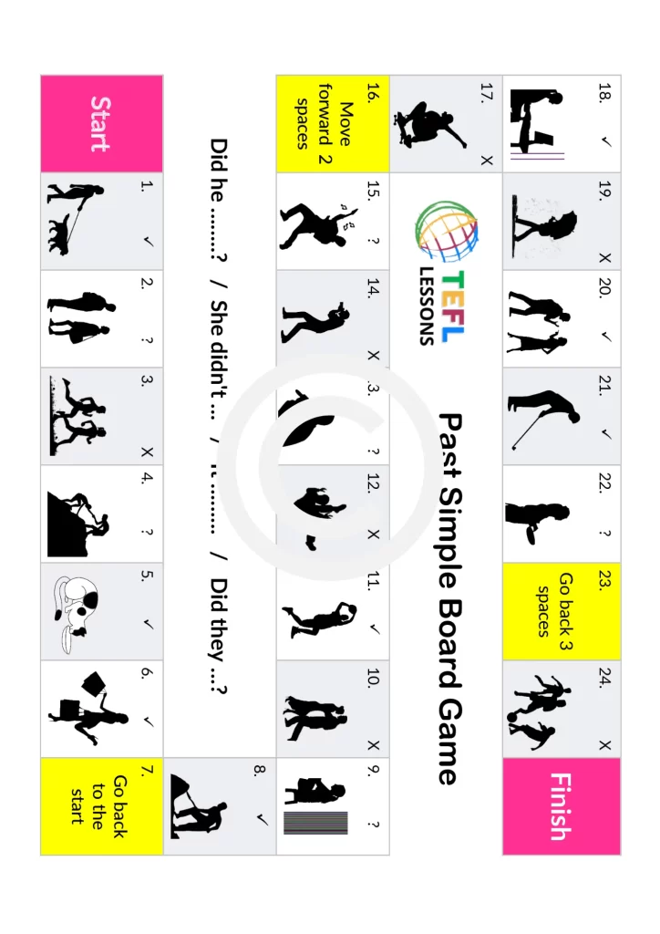 Past Simple Board Game - TEFL Lessons - tefllessons.com - ESL ...
