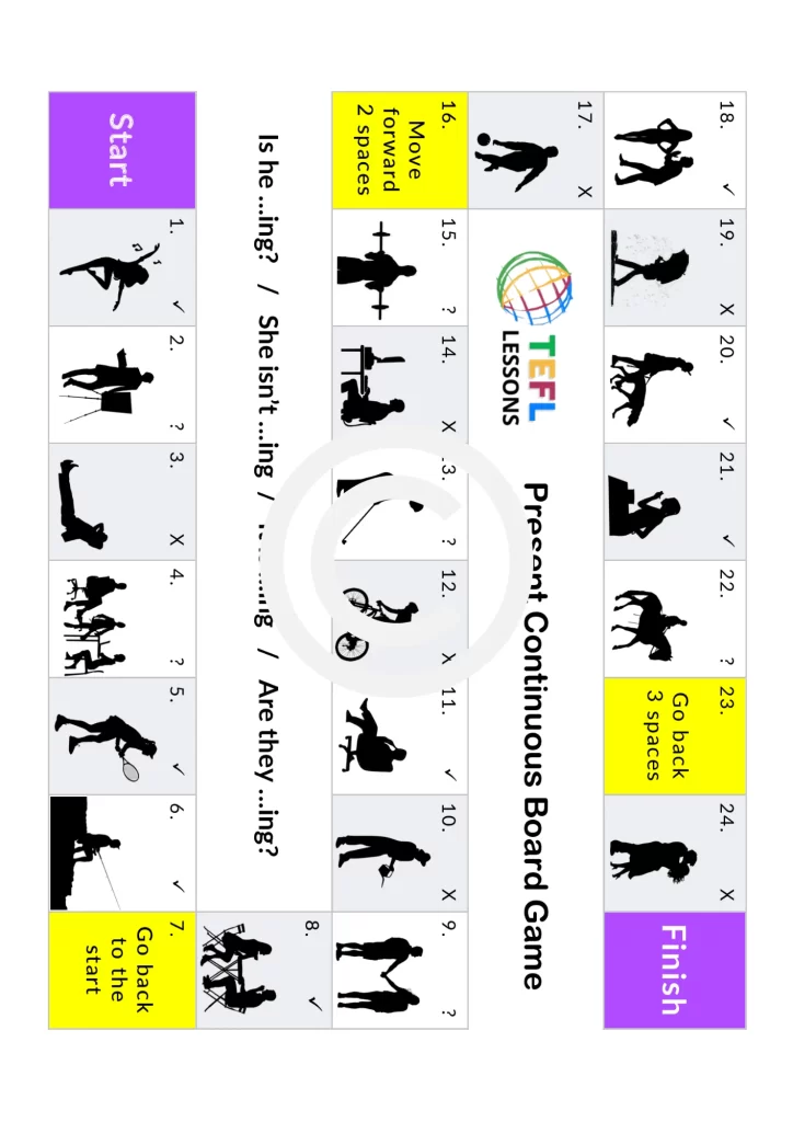 Present Continuous Board Game - TEFL Lessons - tefllessons.com | ESL ...
