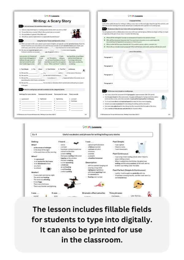 Writing a Scary Story ESL Activity | Narrative Tenses Practice - TEFL ...