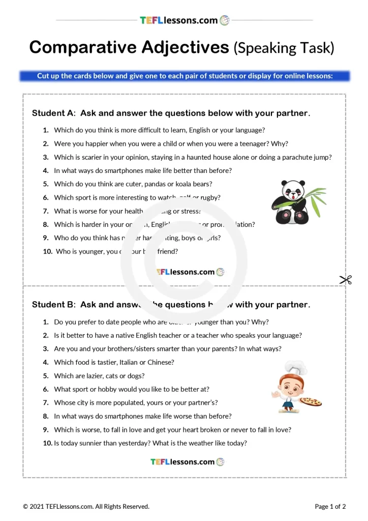 Grammar Review Quiz Comparatives And Superlatives