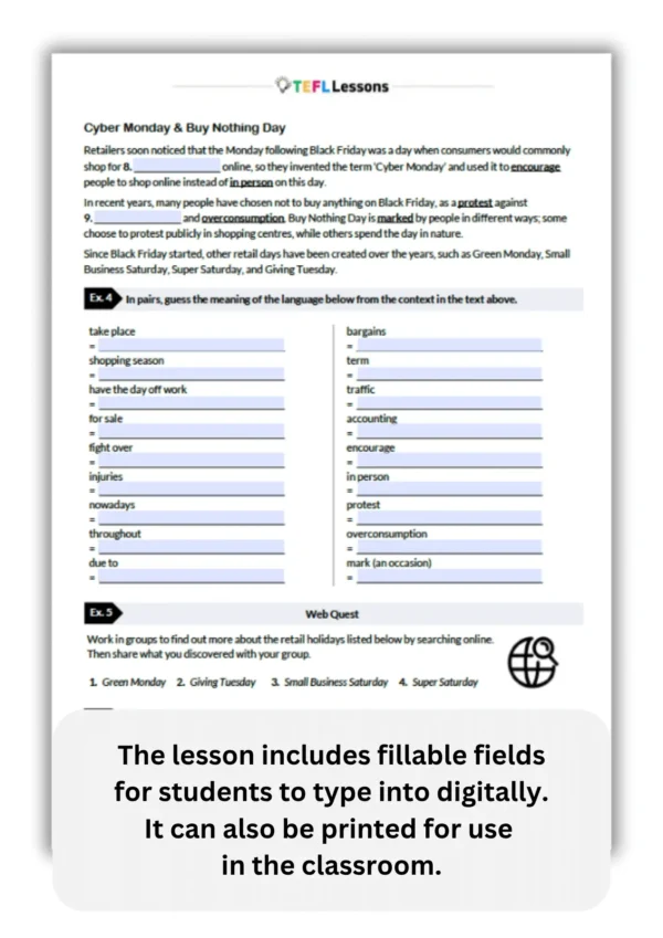 Free Black Friday ESL Lesson – Reading & Consumer Culture (A2/B1 ...
