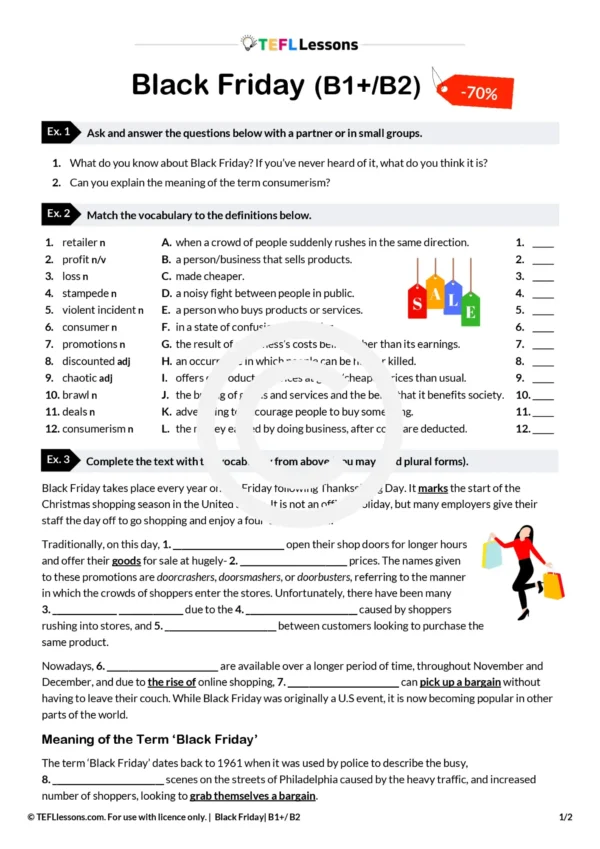Consumerism ESL Lesson – Black Friday B1+/B2 - TEFL Lessons | ESL worksheet