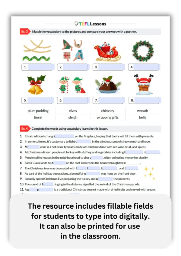 Christmas Vocabulary ESL Activity – Printable B1/B2 Worksheet - TEFL ...