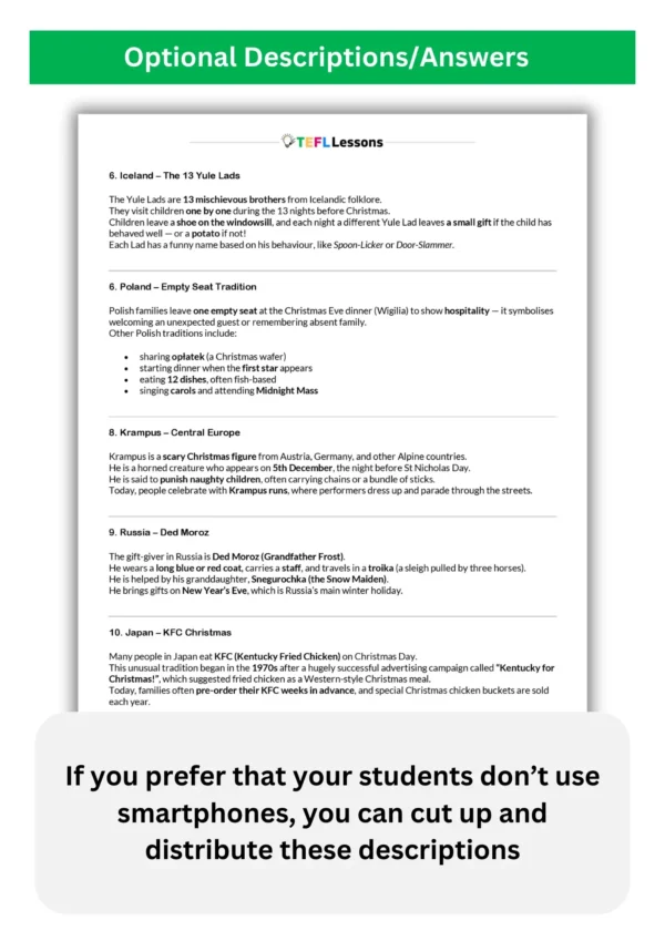 Christmas Around the World ESL – Christmas WebQuest Activity - TEFL ...