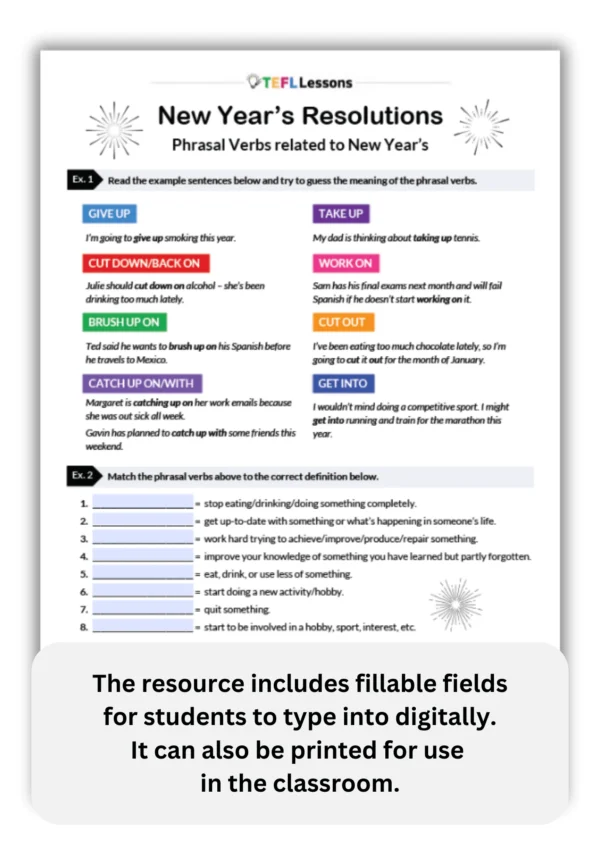 Phrasal verbs for New Years resolutions | ESL lesson