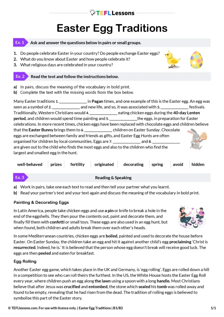 Easter ESL Reading Lesson (B1–B2) | Reading Comprehension Activity ...