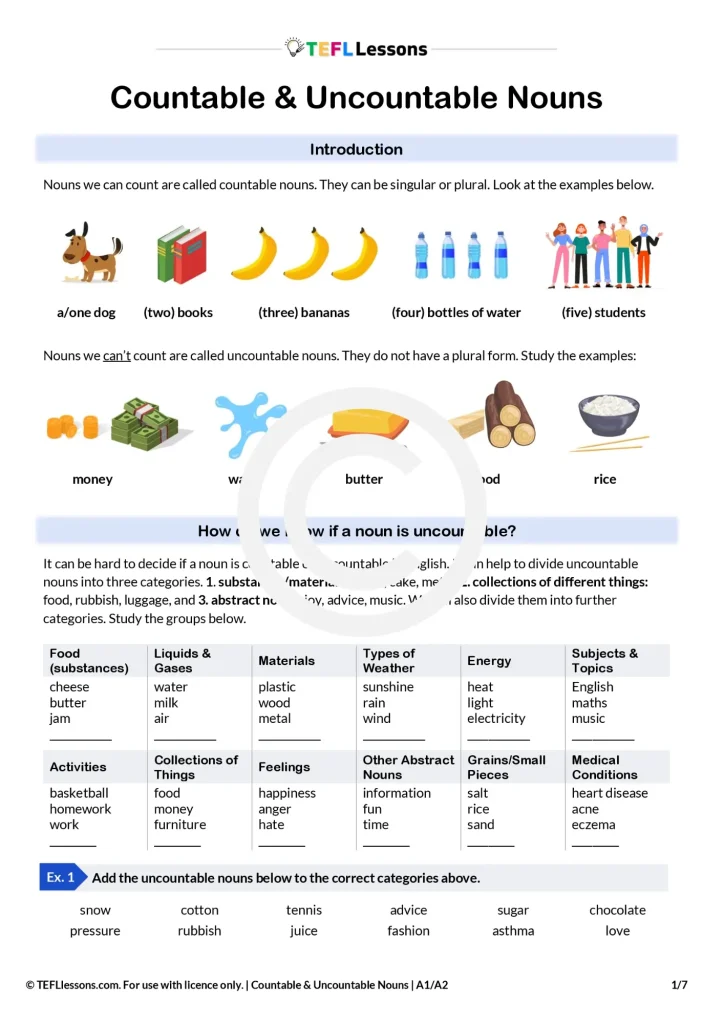 Hoja De Trabajo Imprimible De Sustantivos Irregulares En Plural