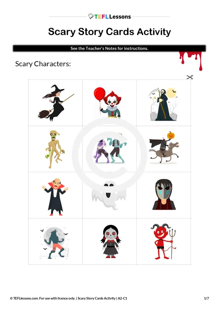 ESL Creative Writing Activity – Scary Story Activity - TEFL Lessons ...