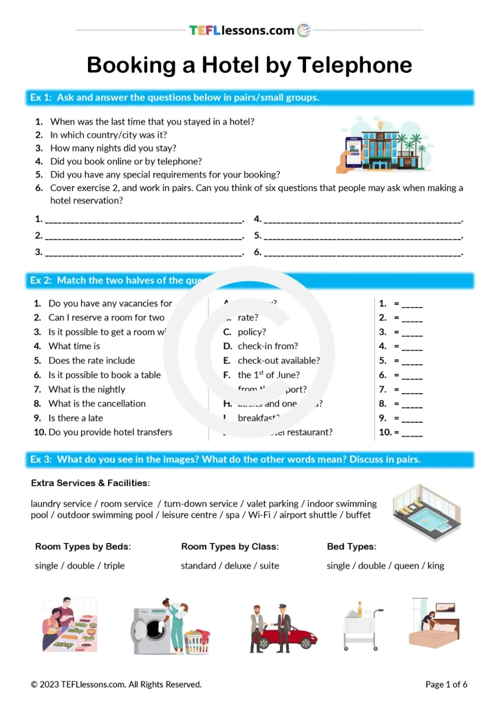 Booking a Hotel - TEFL Lessons