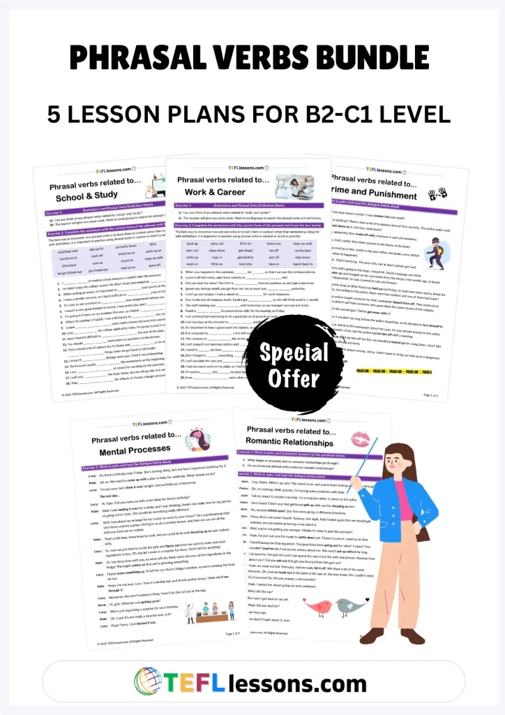 Phrasal Verbs Bundle (B2-C1) - TEFL Lessons - tefllessons.com | ESL Lesson Plans and Activities