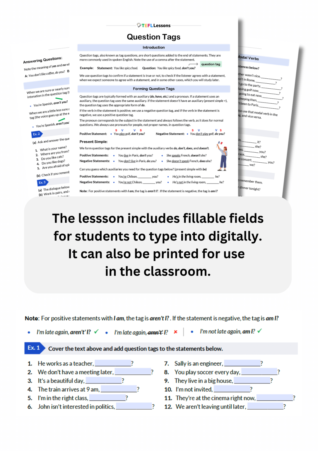 Question Tags Lesson Plan | ESL Grammar Practice for A2 Learners - TEFL ...