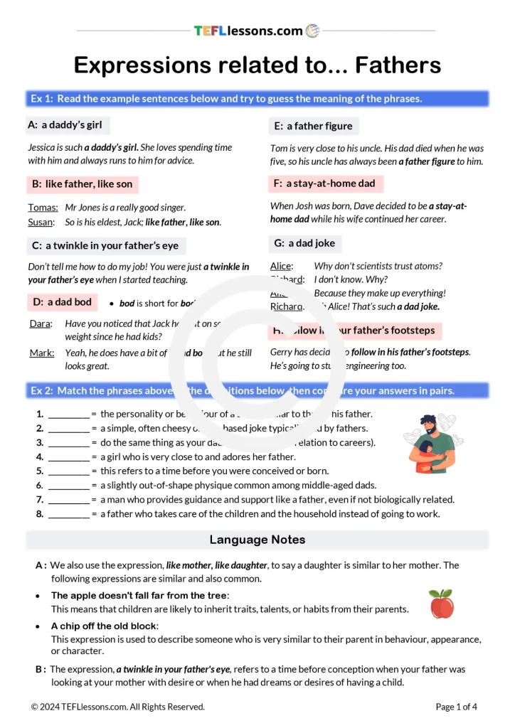 8 Father's Day ESL Expressions - TEFL Lessons - tefllessons.com - ESL ...