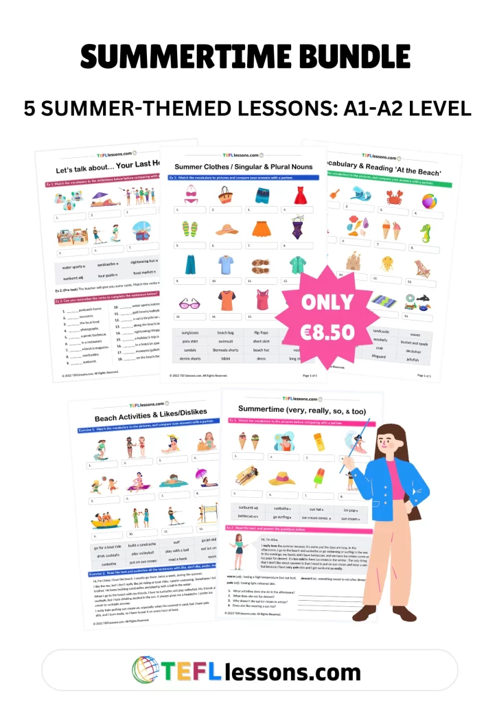 ESL Summertime Bundle | ESL Lesson Plans and Activities - TEFL Lessons ...