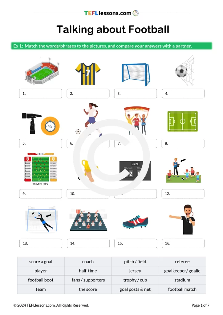 Talking about Football - TEFL Lessons - tefllessons.com | ESL Lesson ...