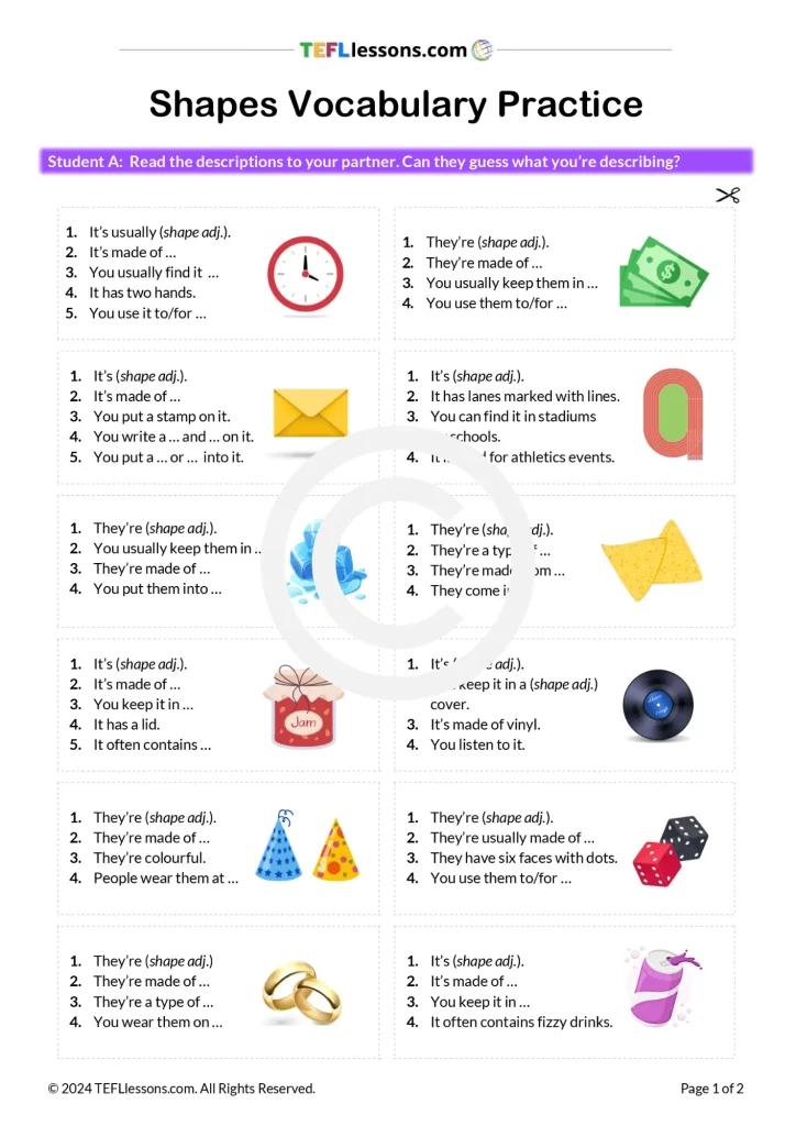 Shapes Vocabulary Practice | TEFL Lessons - tefllessons.com | ESL ...