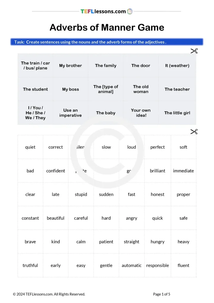 Adverbs Of Manner Lesson And Exercises Adjective Adverb
