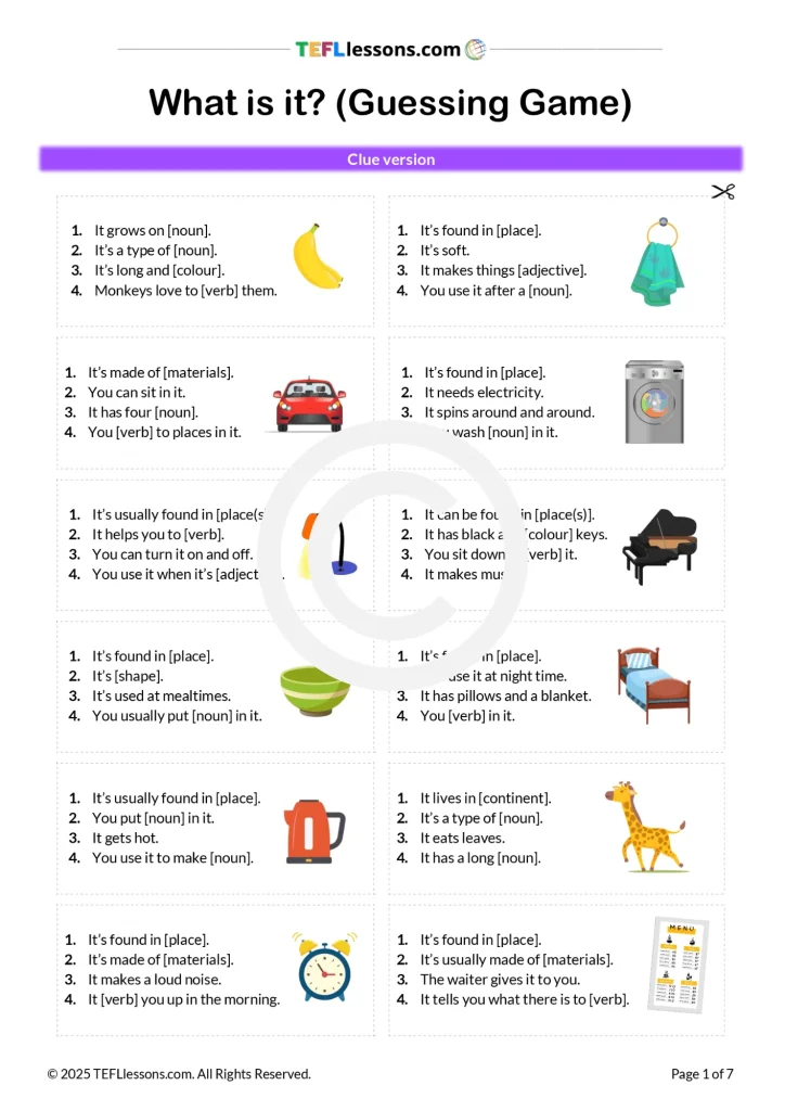 ESL Guessing Game | What is it? - TEFL Lessons - tefllessons.com | ESL ...