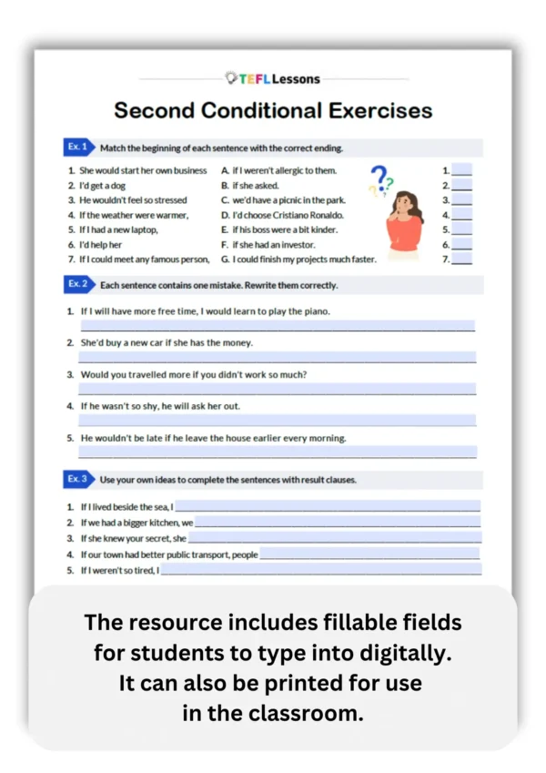 Free Second Conditional Worksheet (A2/B1) – PDF | TEFL Lessons