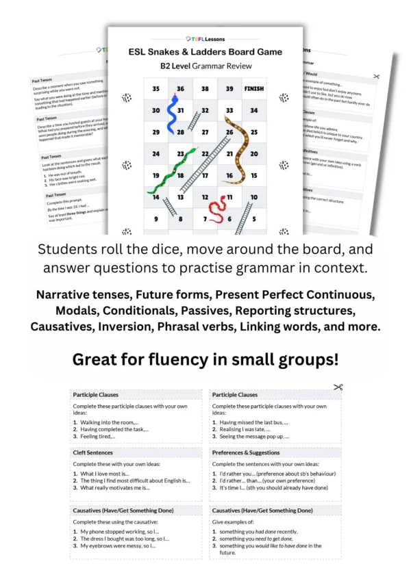 B2 Level English Game | Upper Intermediate ESL Grammar & Speaking Board ...