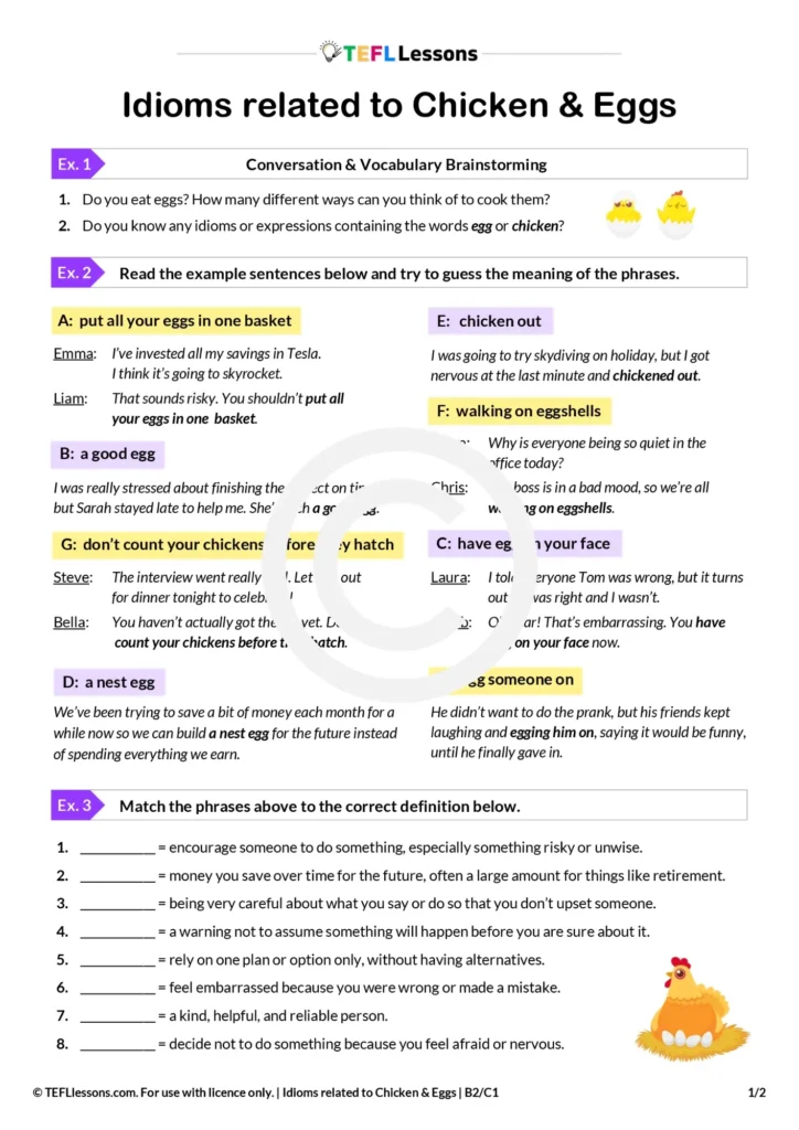 Egg Idioms ESL Lesson | Easter Vocabulary for B2–C1 ) - TEFL Lessons ...